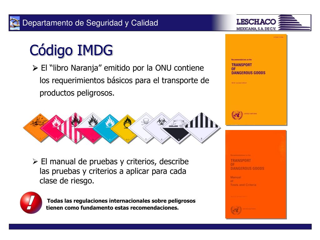 PPT - El transporte marítio de mercancía peligrosa es regulado ...