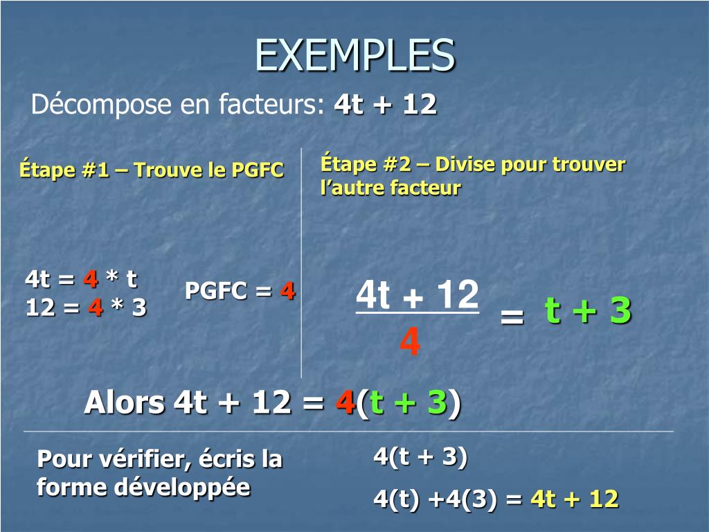 PPT - Les facteurs et la décomposition en facteurs PowerPoint ...