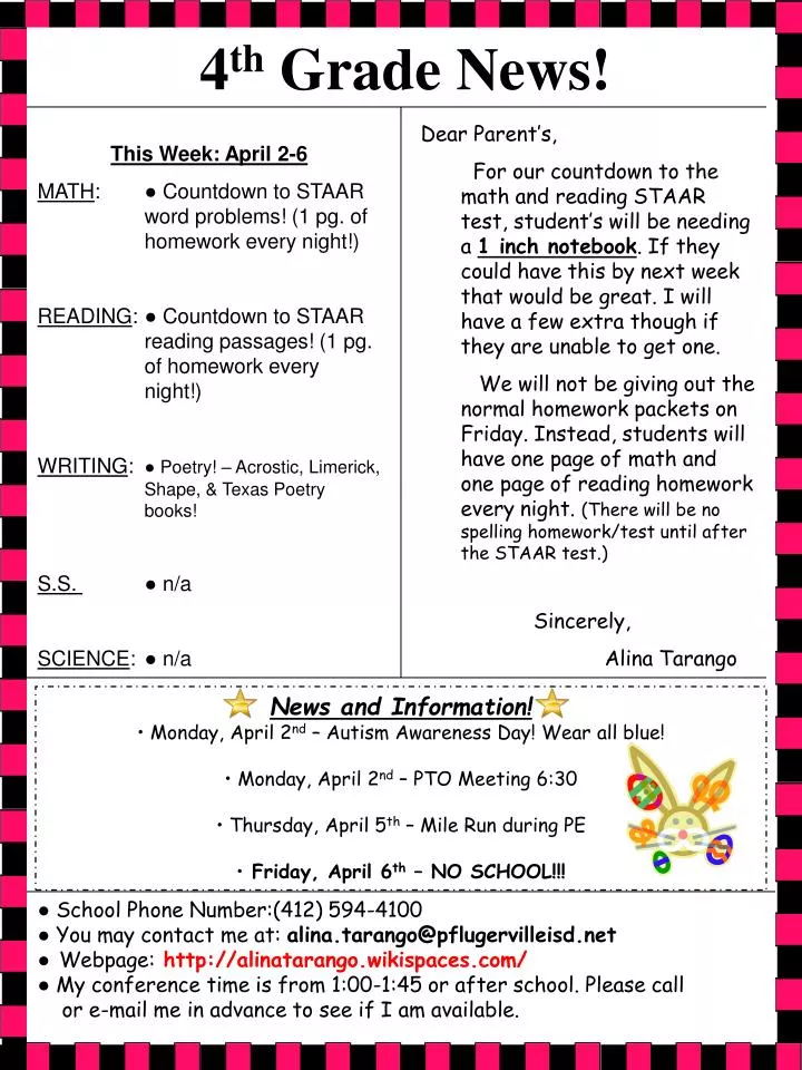 PPT - 4 th Grade News! PowerPoint Presentation, free download - ID:4586185