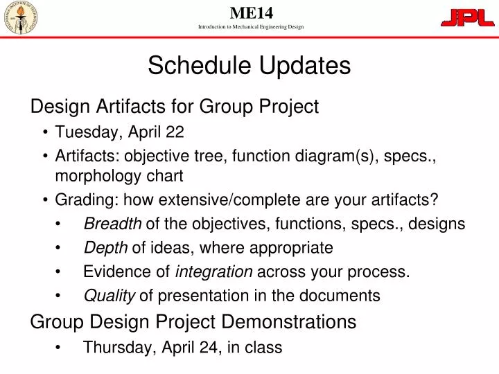 PPT - Schedule Updates PowerPoint Presentation, free download - ID:4587231