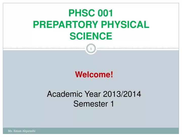 PPT - PHSC 001 PREPARTORY PHYSICAL SCIENCE PowerPoint Presentation ...