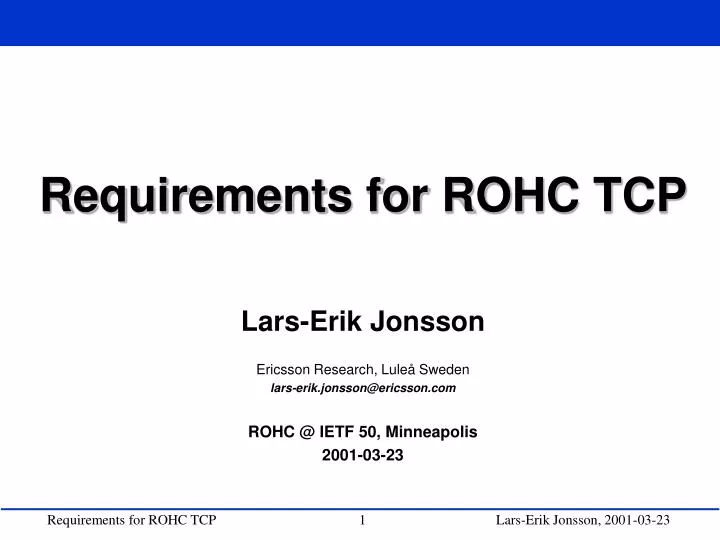PPT - Requirements for ROHC TCP PowerPoint Presentation, free download ...