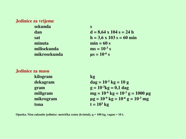 PPT - MJERNE JEDINICE PowerPoint Presentation - ID:4593531