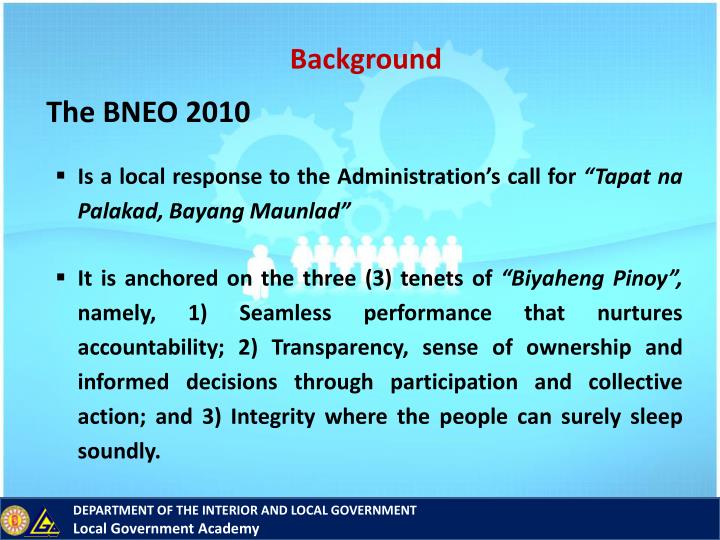 PPT - BARANGAY NEWLY ELECTED OFFICIALS (BNEO) PROGRAM 2010 PowerPoint ...