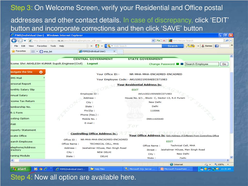 PPT - Help file For Individual/Office Employee PIMS Login PowerPoint ...