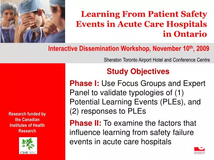 PPT - Learning From Patient Safety Events in Acute Care Hospitals in ...