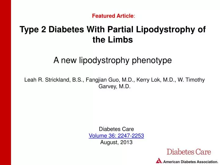PPT - Type 2 Diabetes With Partial Lipodystrophy of the Limbs A new ...