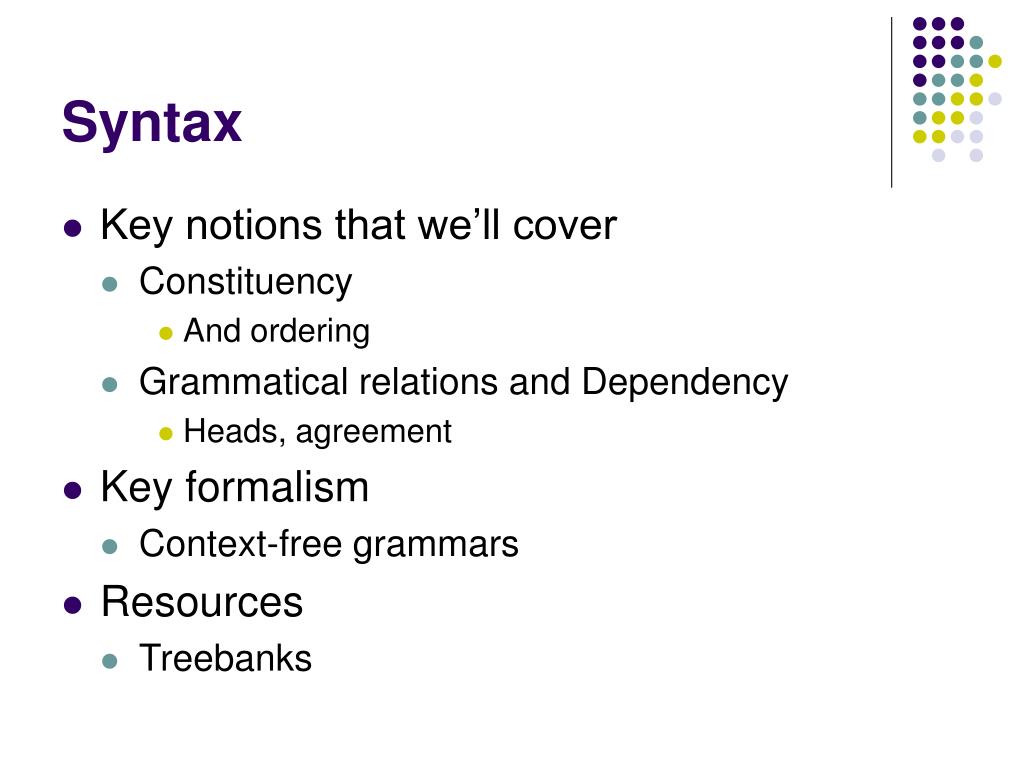 Ppt Session 13 Context Free Grammars And Language Syntax Powerpoint