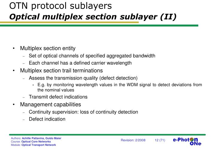 PPT - Optical Core Networks Optical Transport Network PowerPoint ...