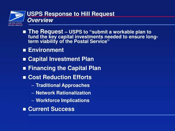 PPT - USPS Response to Hill Request Overview PowerPoint Presentation ...