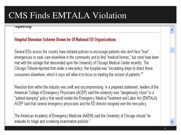 PPT - EMTALA Update 2013 Emergency Medical Treatment and Labor Act Part ...