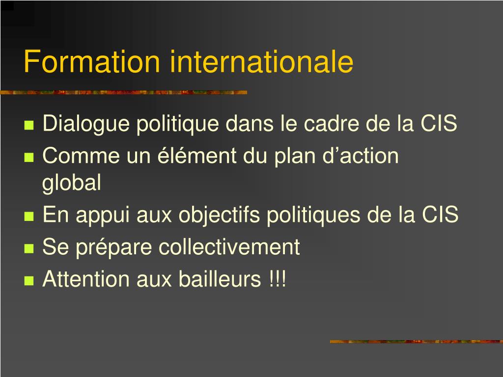 PPT - Cadre stratégique et méthodologie de la formation internationale ...