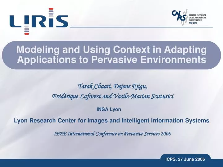 Ppt Modeling And Using Context In Adapting Applications To Pervasive