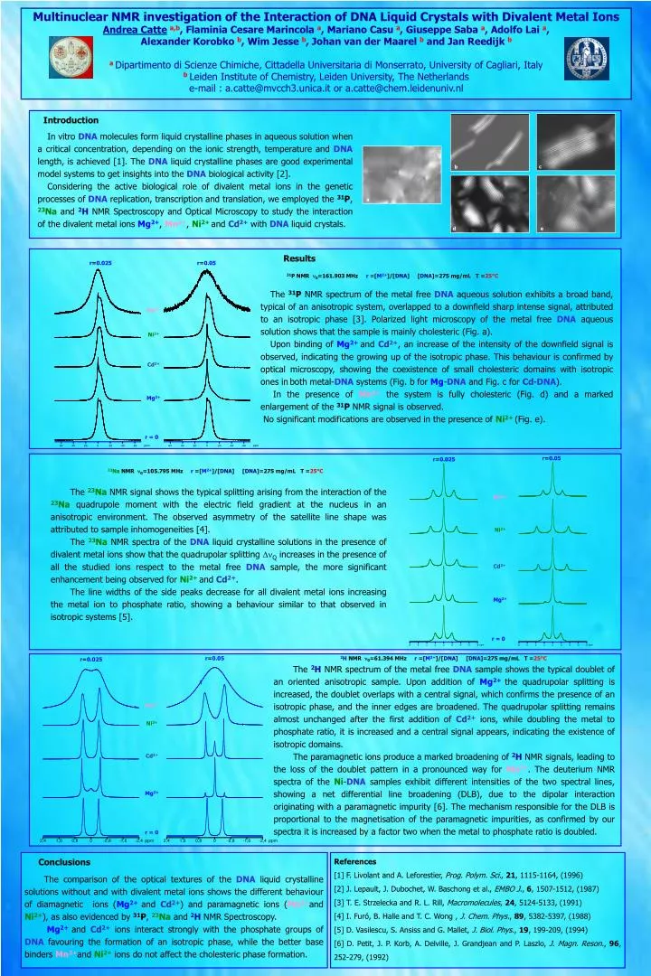 PPT - Multinuclear NMR investigation of the Interaction of DNA Liquid ...