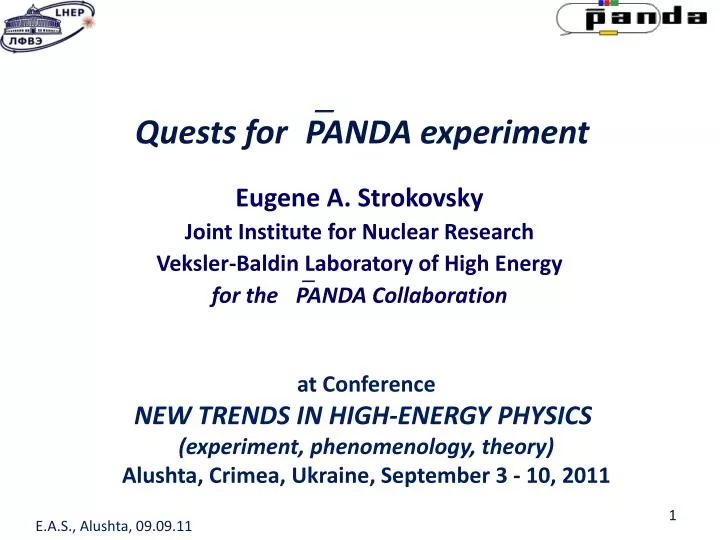 PPT - Quests for PANDA experiment PowerPoint Presentation, free ...