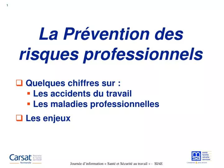 PPT - La Prévention des risques professionnels PowerPoint Presentation - ID:4609356