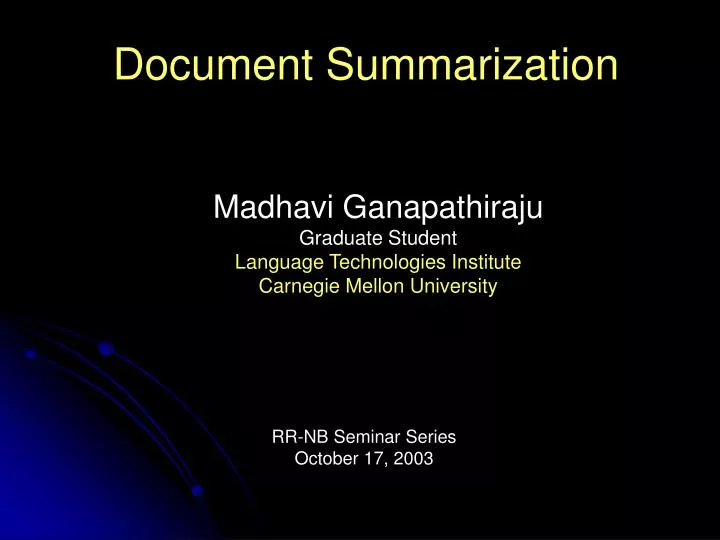 PPT - Document Summarization PowerPoint Presentation, free download ...