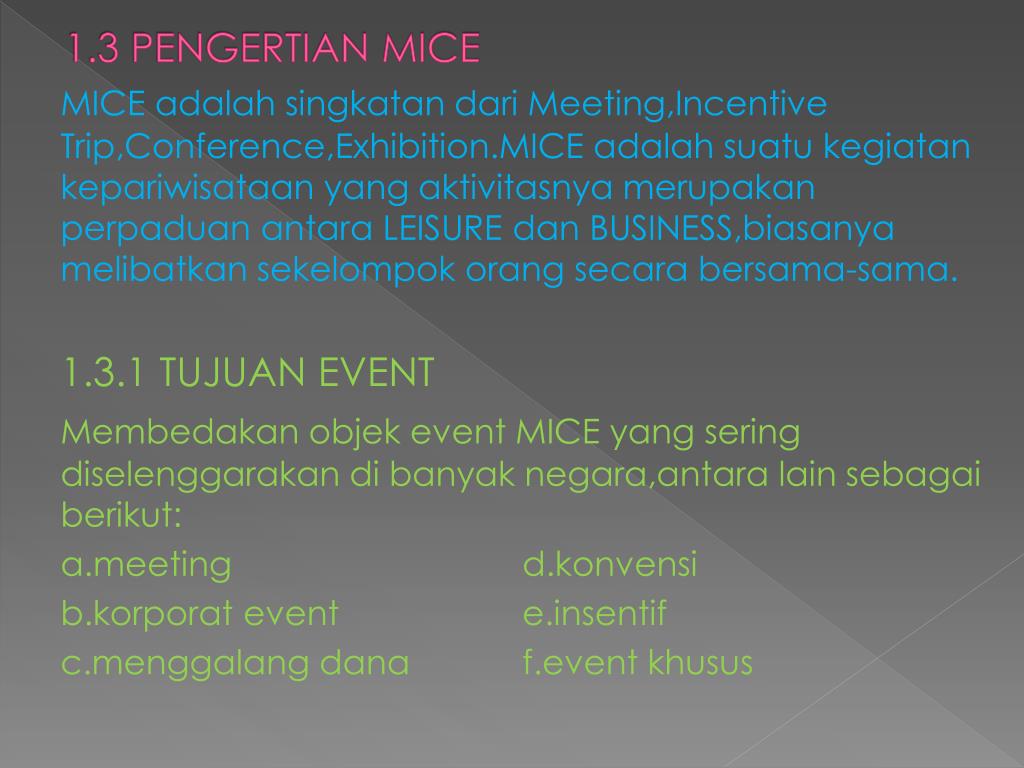 PPT - Meeting Incentive Trip Conference Exhibition (MICE) PowerPoint ...