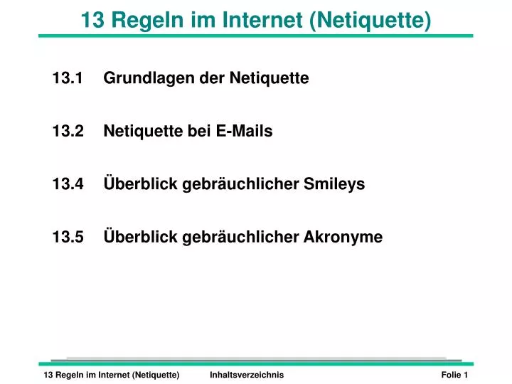 PPT - 13 Regeln im Internet (Netiquette) PowerPoint Presentation, free ...