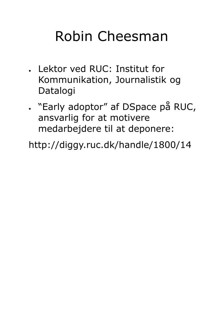 PPT - Robin Cheesman PowerPoint Presentation, free download - ID:4618738