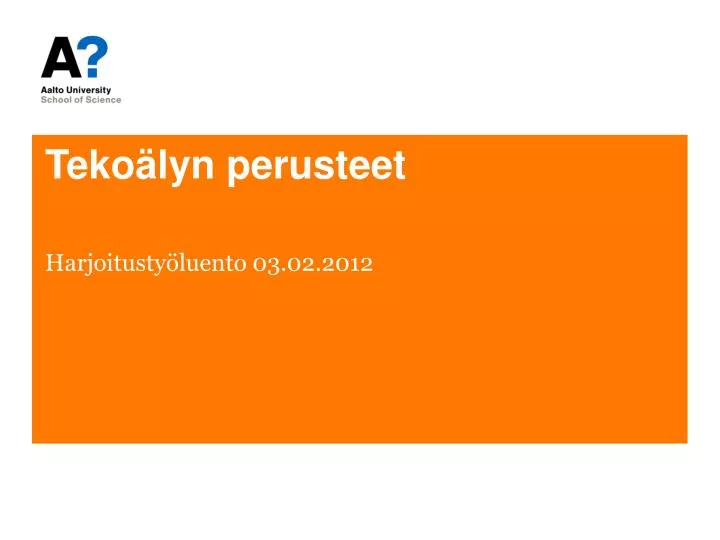 PPT - Tekoälyn perusteet PowerPoint Presentation, free download - ID ...