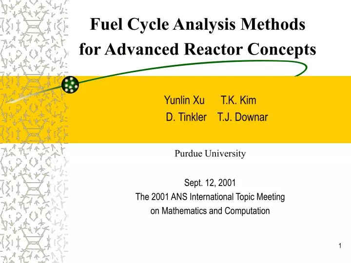 PPT - Fuel Cycle Analysis Methods for Advanced Reactor Concepts ...