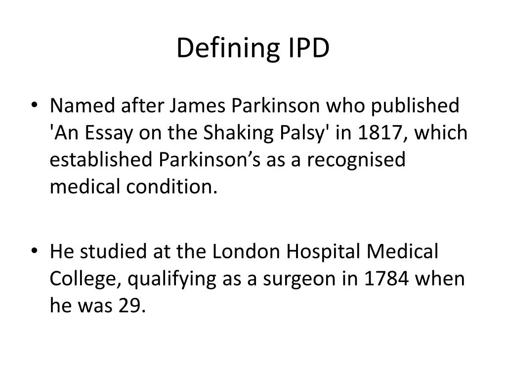 PPT - Idiopathic parkinson’s disease (IPD) PowerPoint Presentation ...
