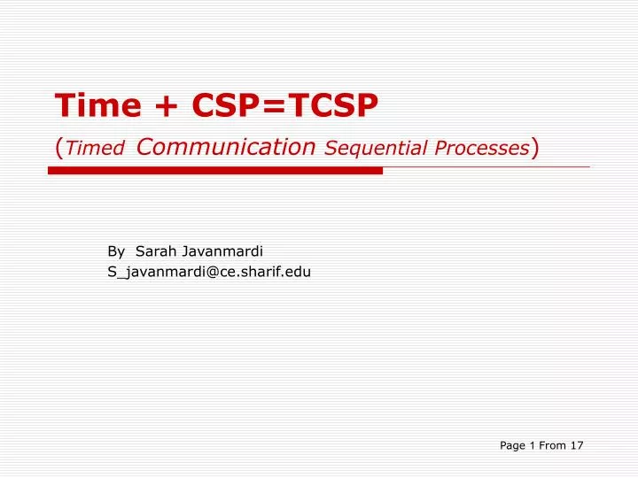 PPT - Time + CSP=TCSP ( Timed Communication Sequential Processes ) PowerPoint Presentation - ID ...