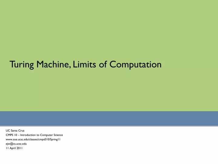 Ppt Turing Machine Limits Of Computation Powerpoint Presentation 2477