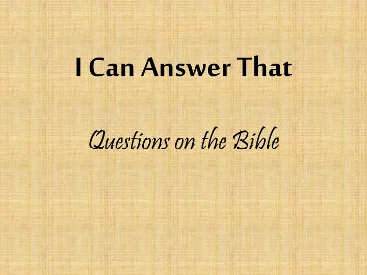 PPT - I Can Answer That PowerPoint Presentation, free download - ID:4625658