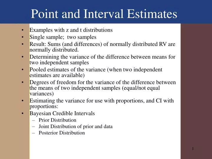 PPT - Point and Interval Estimates PowerPoint Presentation, free ...
