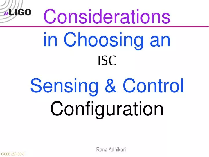 PPT - Considerations in Choosing an ISC Sensing & Control Configuration ...