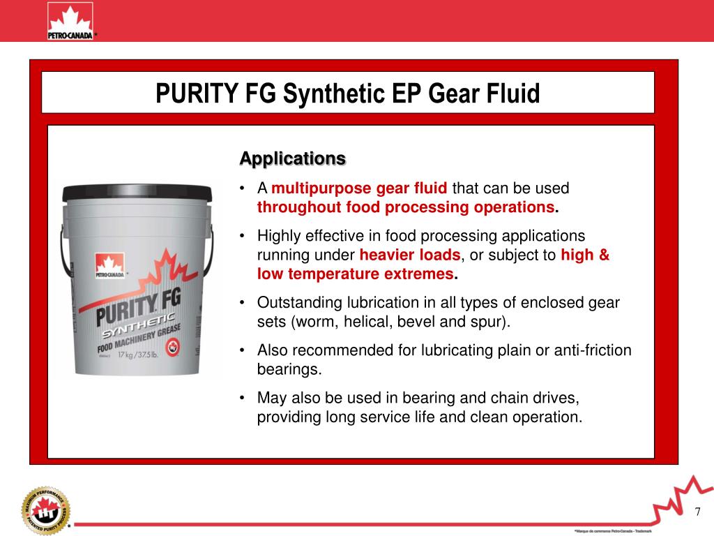 PPT - Petro-Canada’s PURITY* FG Food Grade Fluids and Lubricants ...