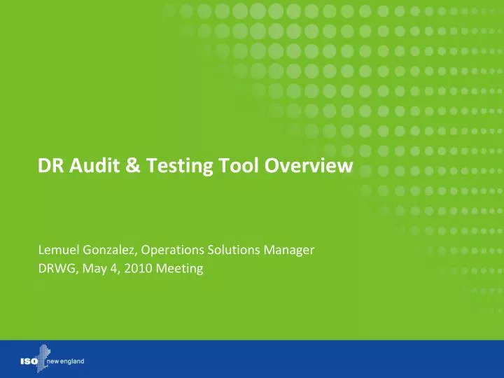 PPT - DR Audit & Testing Tool Overview PowerPoint Presentation, free ...