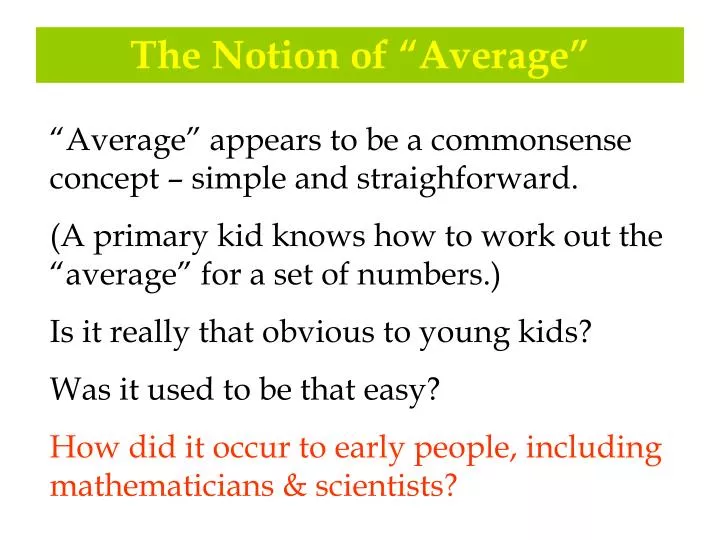 PPT - The Notion of “Average” PowerPoint Presentation, free download ...