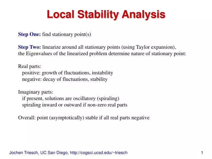 PPT - Local Stability Analysis PowerPoint Presentation, free download ...