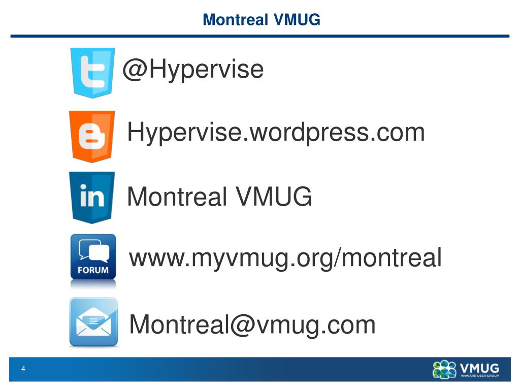 PPT - Bienvenue / Welcome Montreal VMUG Leader: Riccardo Ventura ...