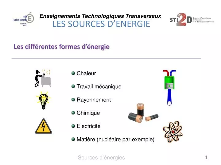 PPT - Chaleur Travail mécanique Rayonnement Chimique Electricité ...