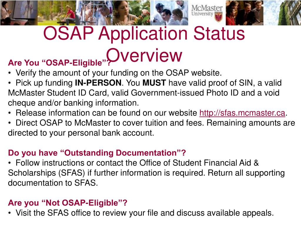 PPT - Welcome to the McMaster University Financial Aid & Scholarship Overview PowerPoint ...
