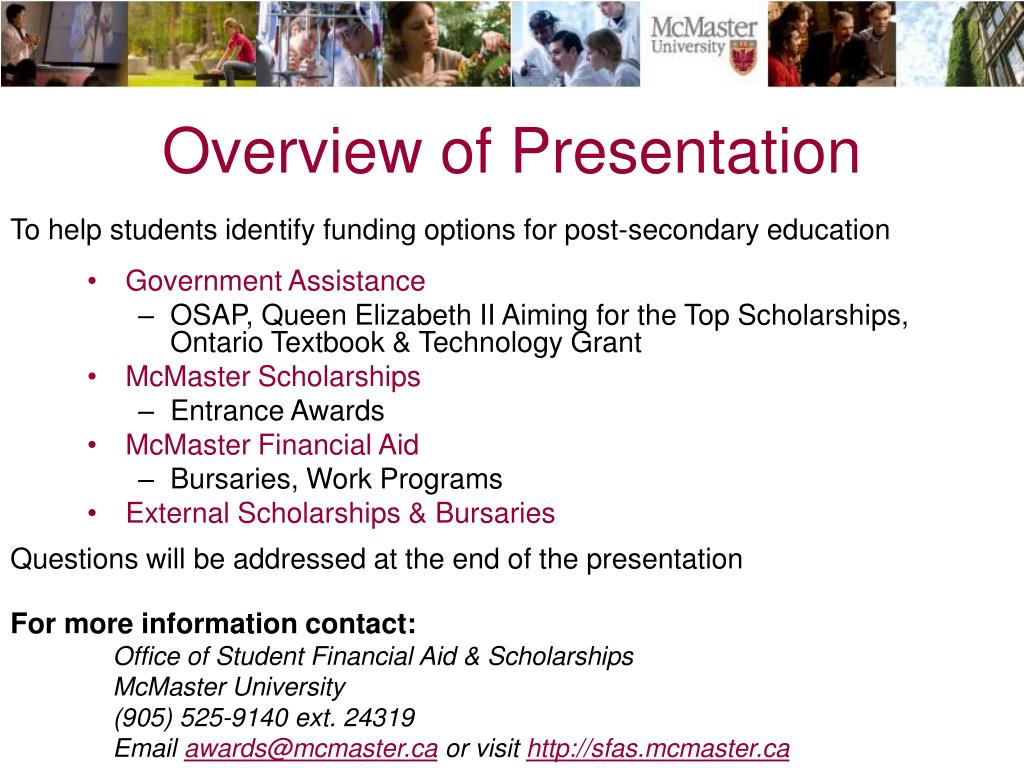 PPT - Welcome to the McMaster University Financial Aid & Scholarship ...