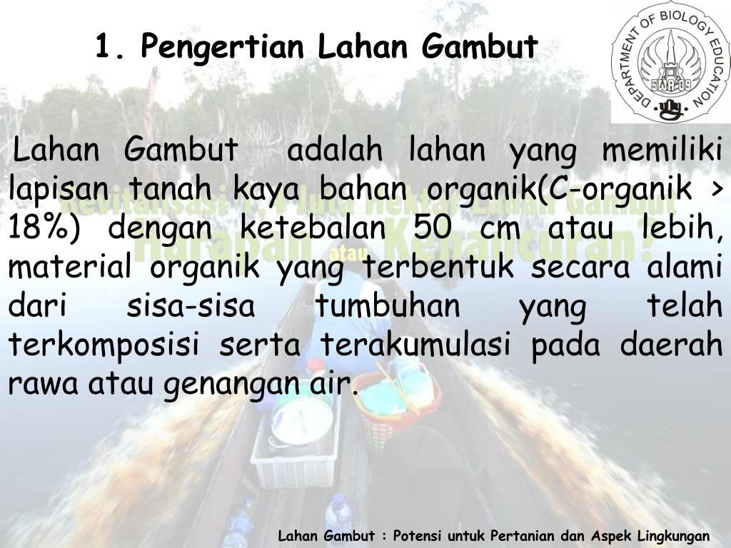 PPT - Lahan Gambut : Potensi untuk Pertanian dan Aspek Lingkungan ...