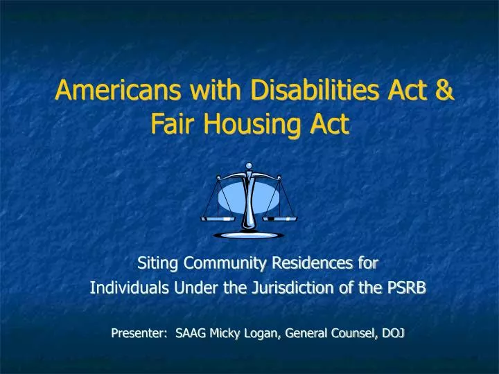 PPT - Americans with Disabilities Act & Fair Housing Act PowerPoint ...