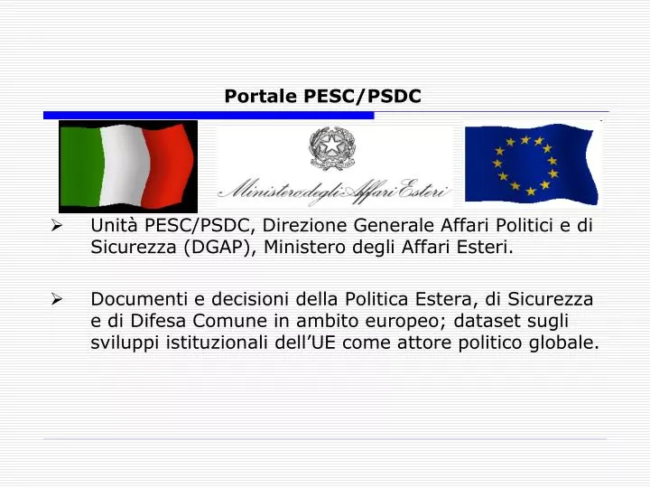 PPT - Portale PESC/PSDC PowerPoint Presentation, free download - ID:4642342