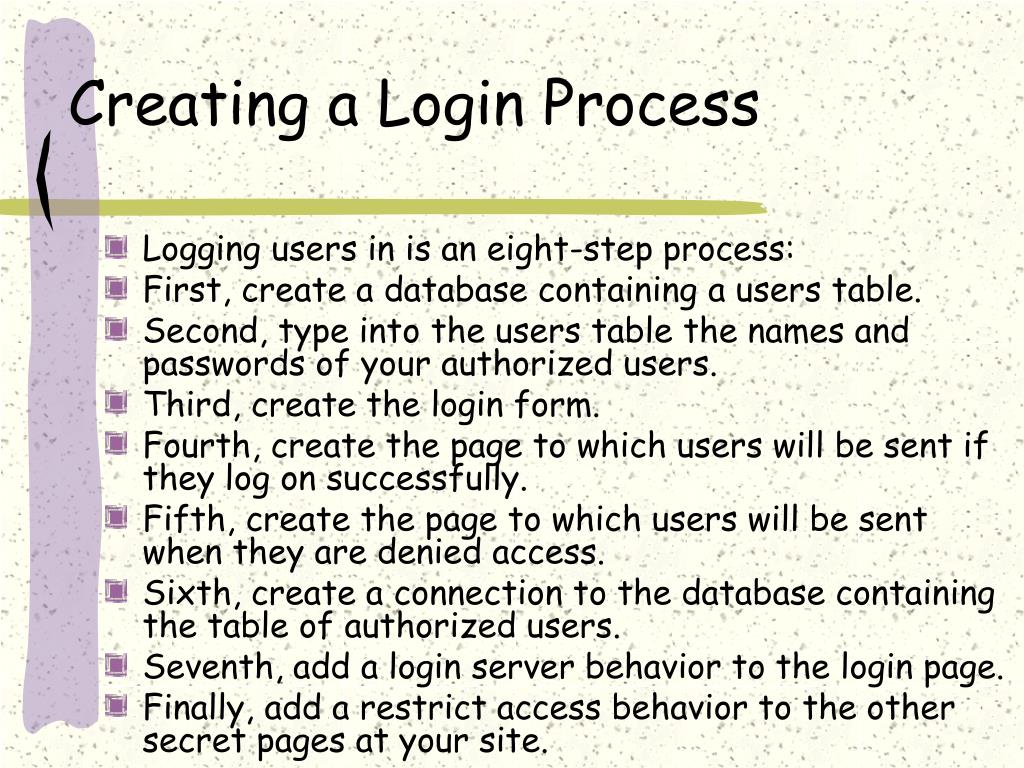 PPT - Creating a Login Process PowerPoint Presentation, free download ...