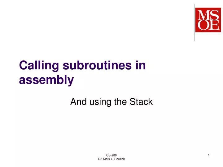 PPT - Calling subroutines in assembly PowerPoint Presentation, free ...
