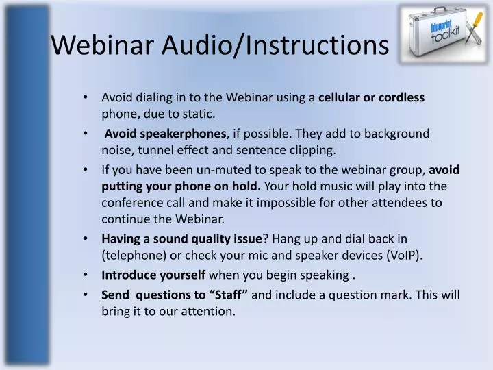 PPT - Webinar Audio/Instructions PowerPoint Presentation, free download ...