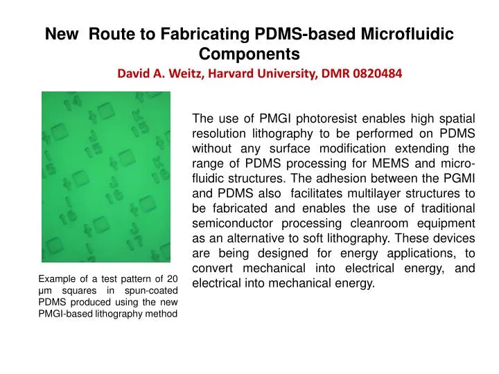 PPT - New Route to Fabricating PDMS-based Microfluidic Components ...