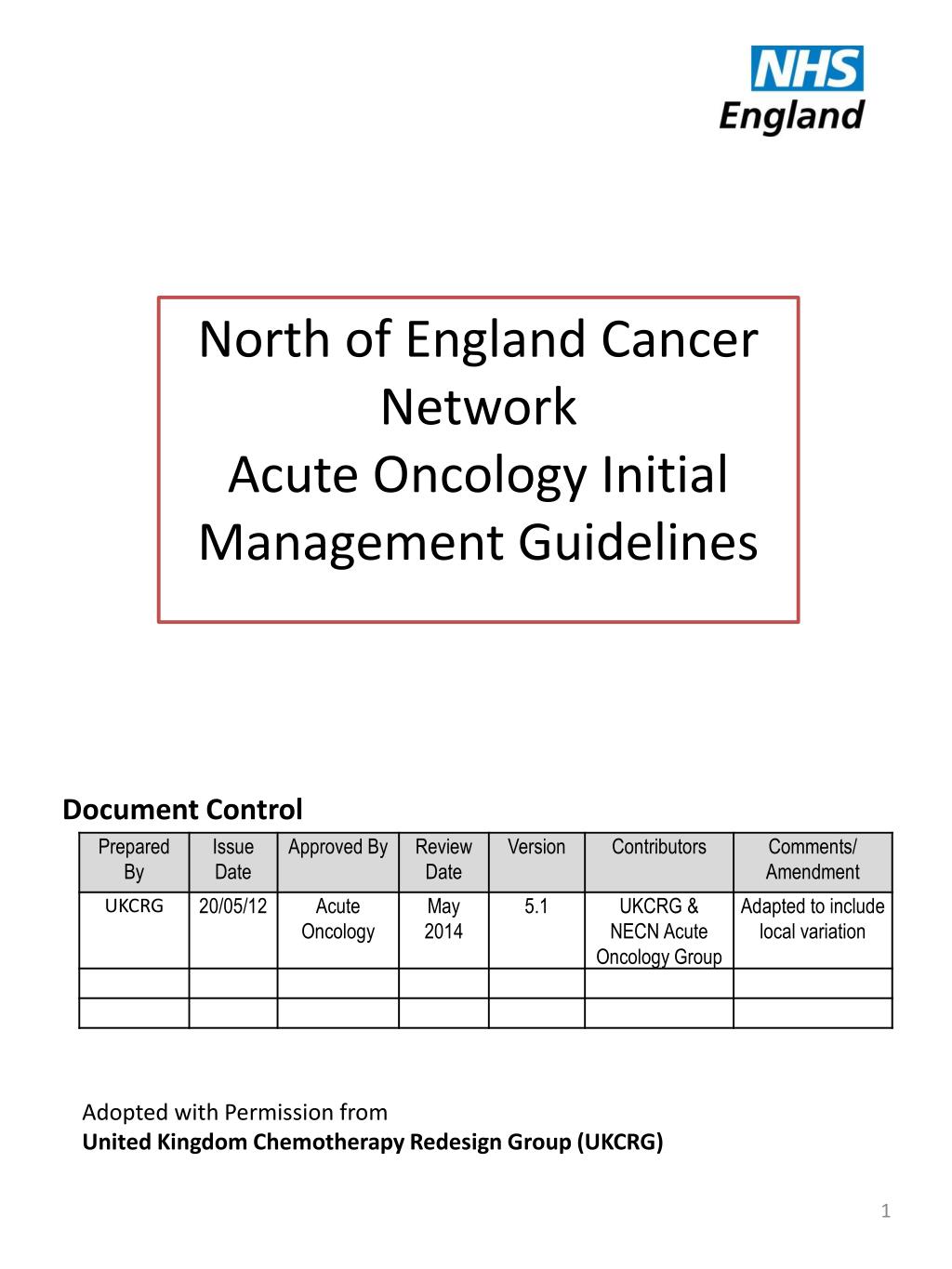 PPT - North of England Cancer Network Acute Oncology Initial Management ...
