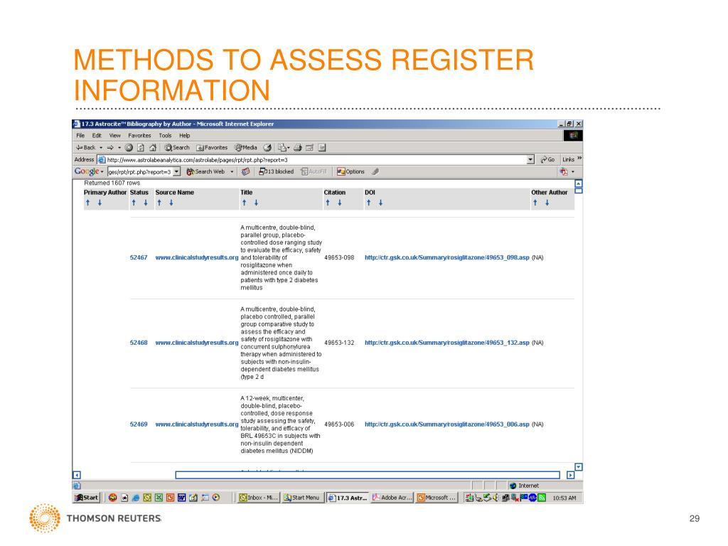 PPT - MONITORING THE VALUE OF TRIAL REGISTER INFORMATION PowerPoint ...
