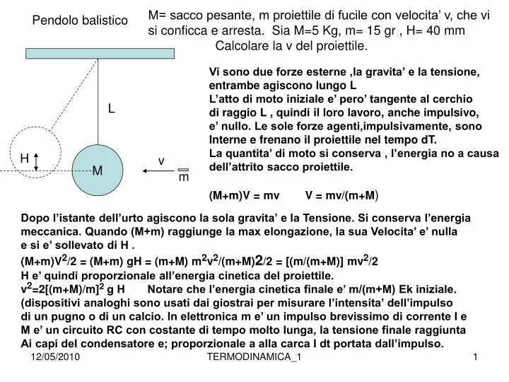 PPT - Pendolo balistico PowerPoint Presentation, free download - ID:4649863